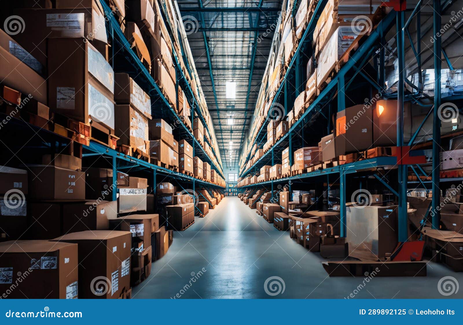 A Large Import-export Warehouse Filled with Crates of Goods Boxes and ...