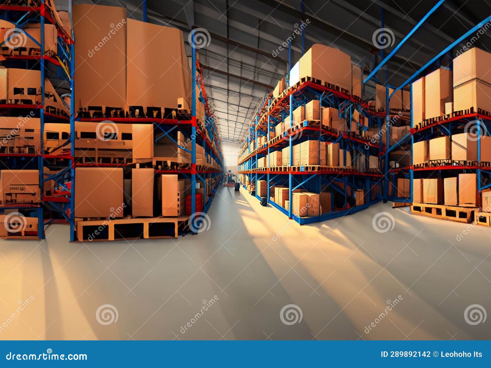 A Large Import-export Warehouse Filled with Crates of Goods Boxes and ...