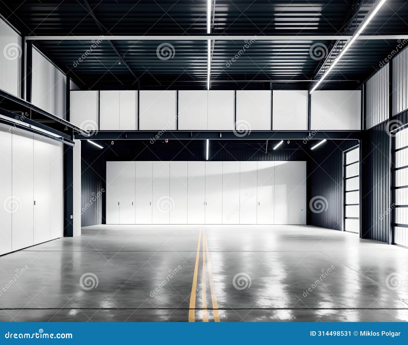 An Empty Warehouse with High Ceilings and Large Windows. Stock Image ...