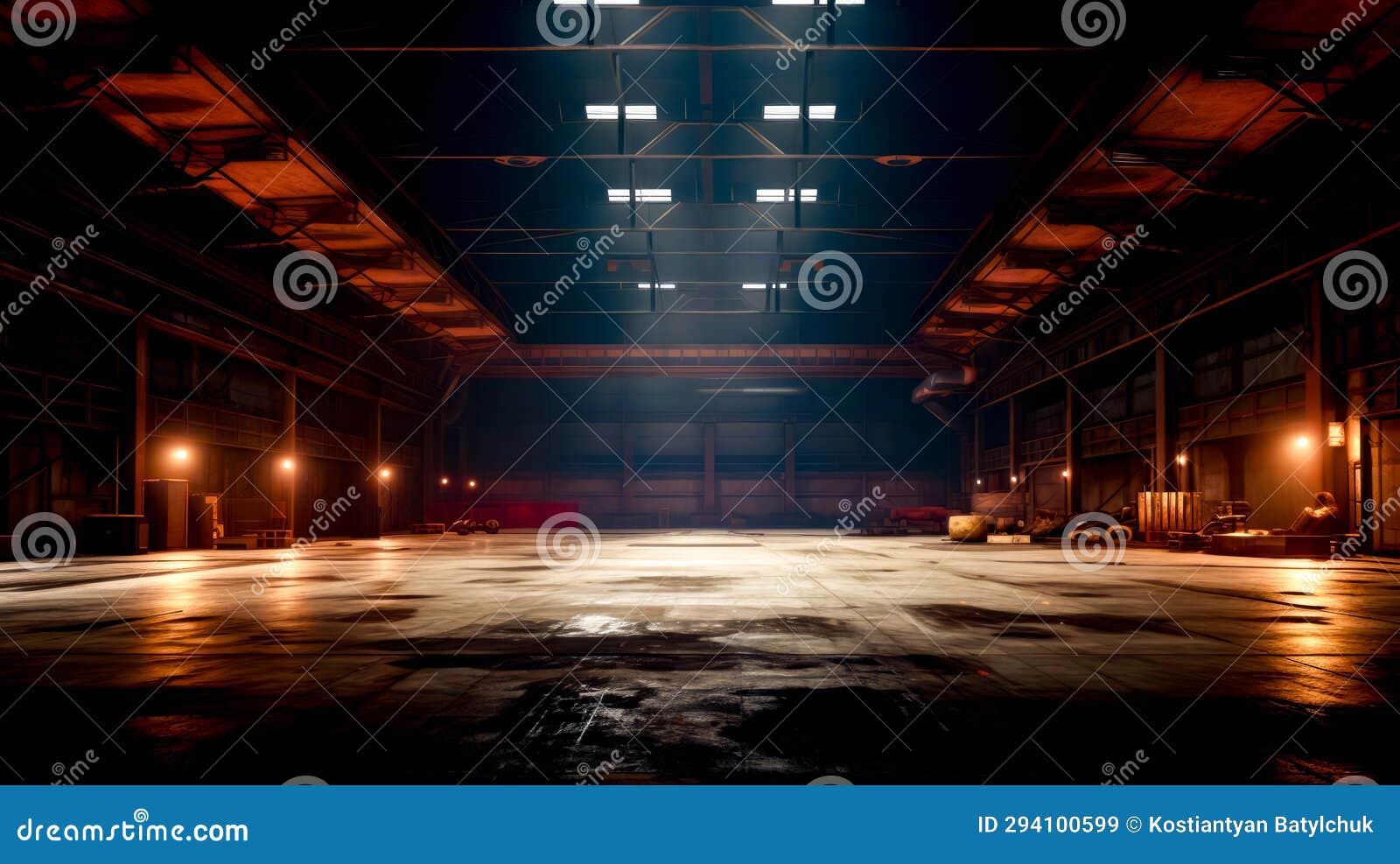 Empty Warehouse with Lot of Light Coming from the Ceiling and Windows ...