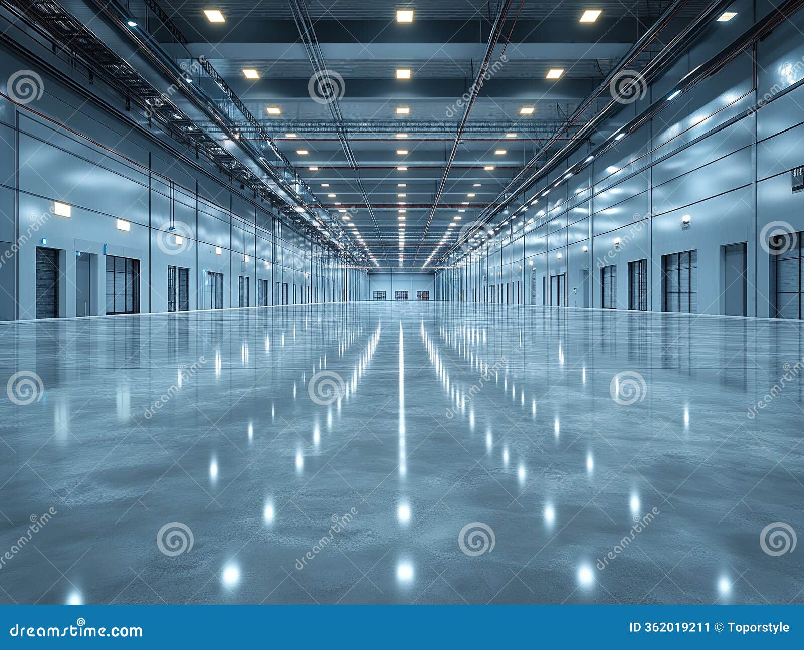 Empty Warehouse Perspective View of Warehouse Interior. Industrial ...