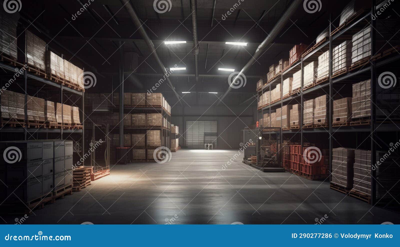 An Empty Warehouse with Shelves and Boxes. Generative Ai Stock Photo ...