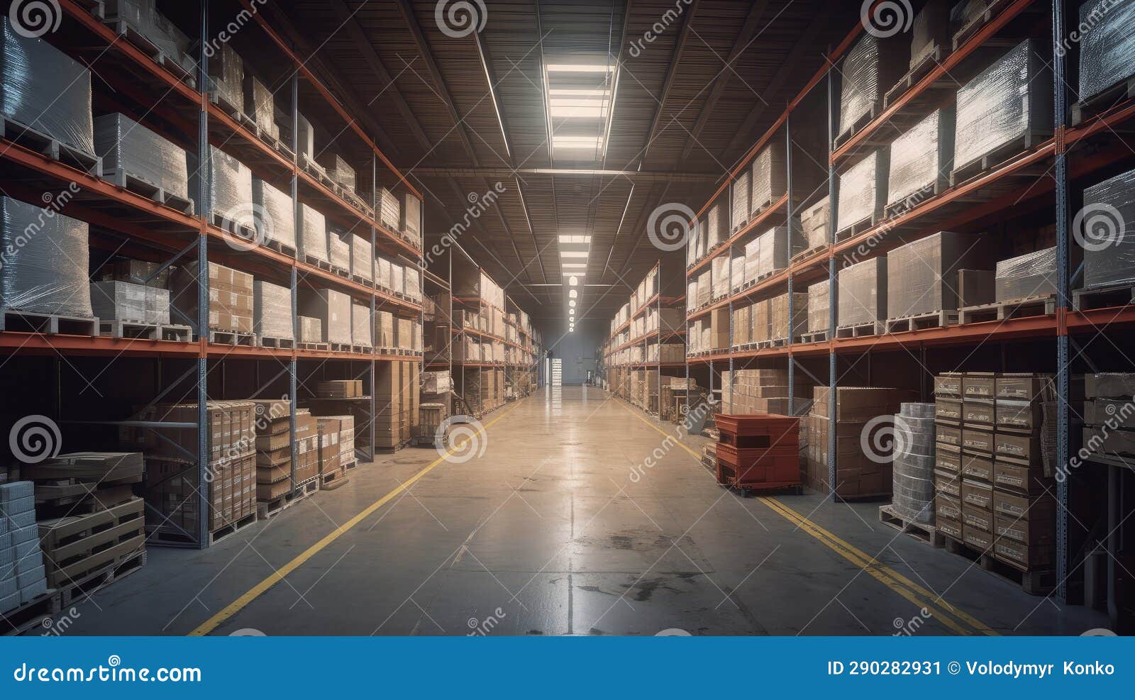 An Empty Warehouse with Shelves and Boxes. Generative Ai Stock Image ...