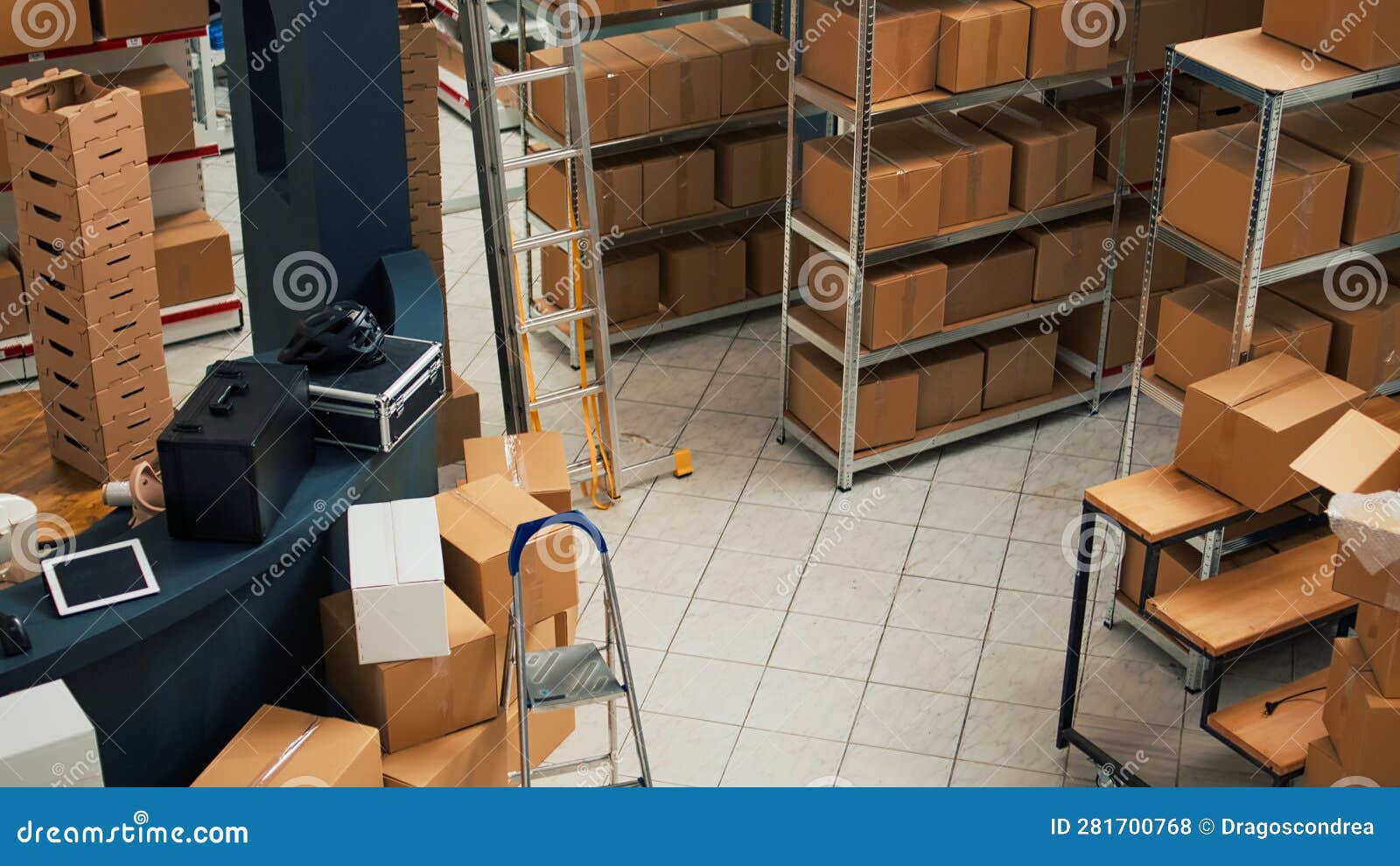 Box With Cardboard Packages On Street, Sheets Of Used Paper For ...