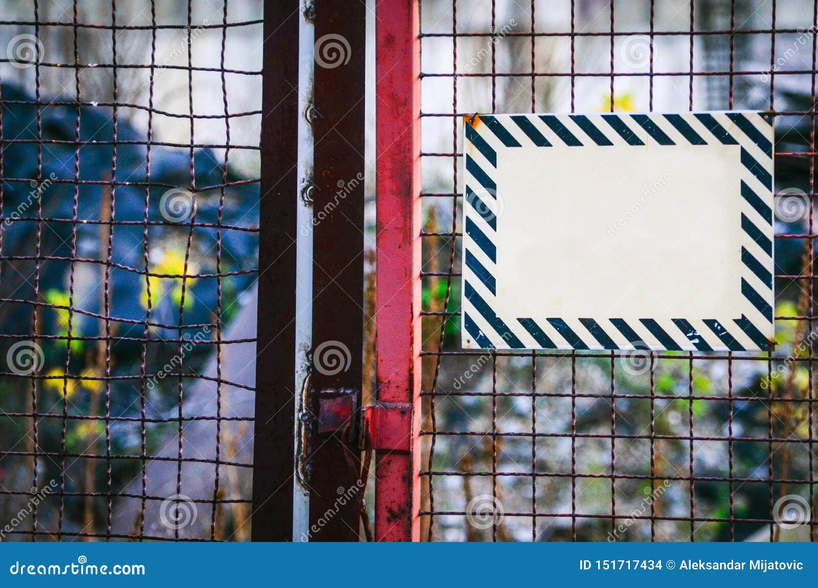 Empty Warning Metal Sign on Construction Site Door Stock Photo - Image ...
