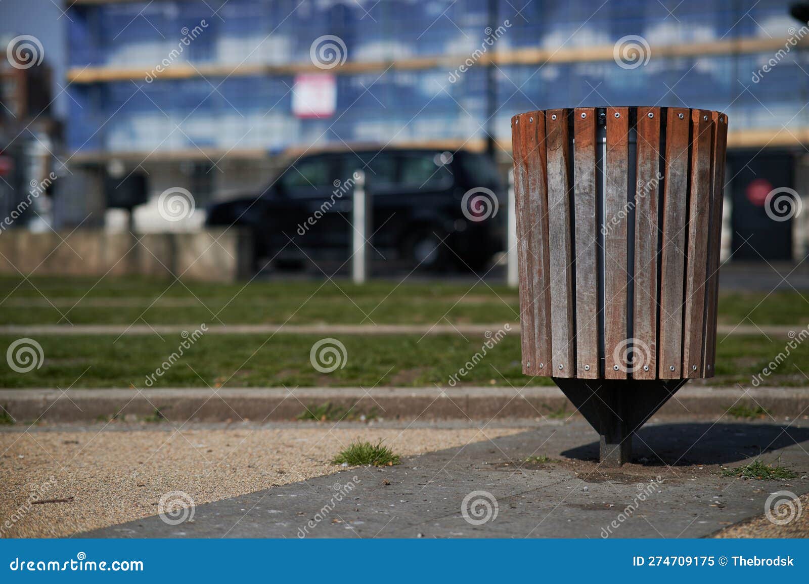 An Empty Waste Liitter Bin in Urban Area Stock Image - Image of wooden ...