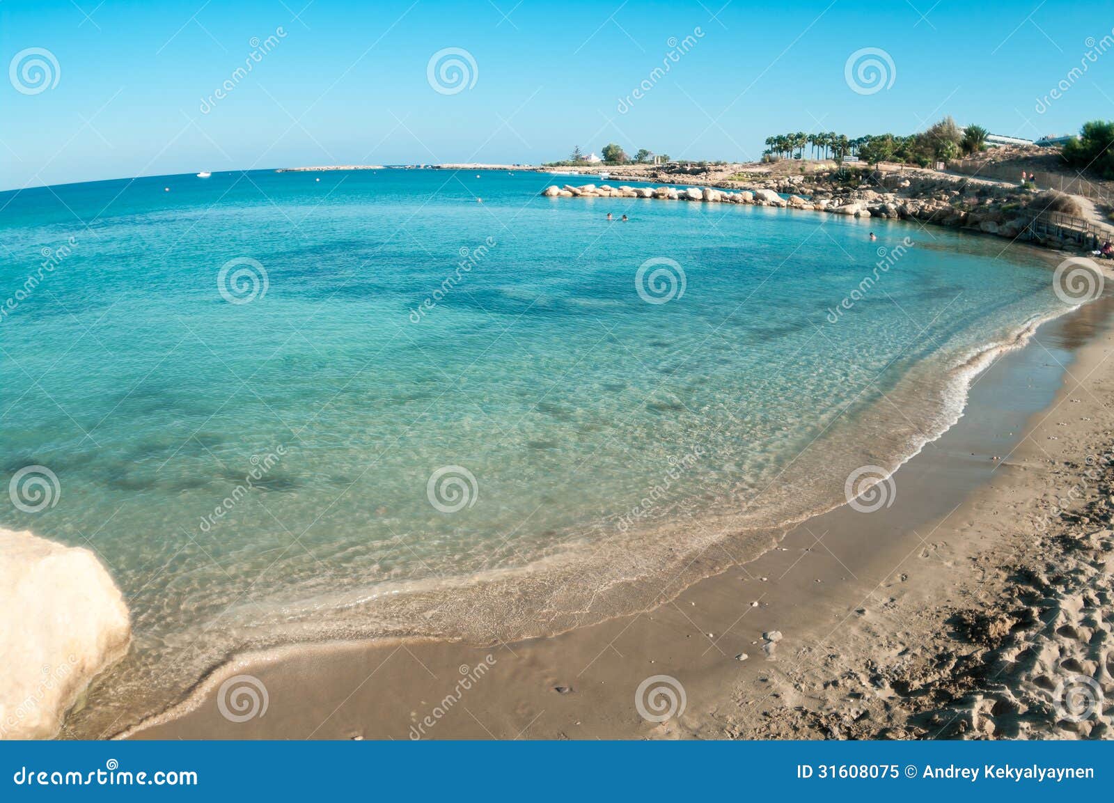 Empty Waterfront with Sandy Beach in Cyprus Stock Image - Image of ...