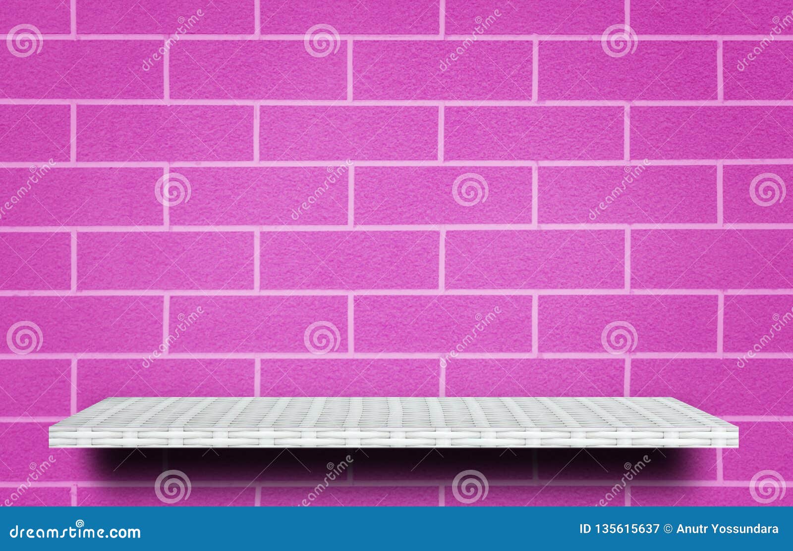 Empty Shelf Counter On Pink Brick Wall Stock Image | CartoonDealer.com ...