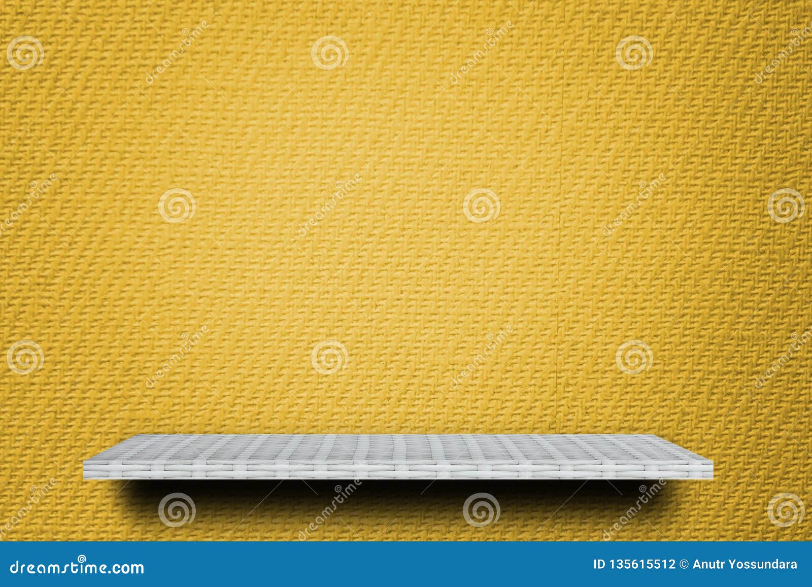 Empty Shelf Counter on Yellow Paper Background Stock Photo - Image of ...