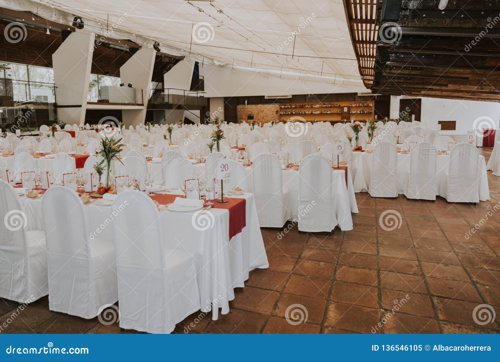 Empty wedding hall stock image. Image of fancy, flowers - 136546105
