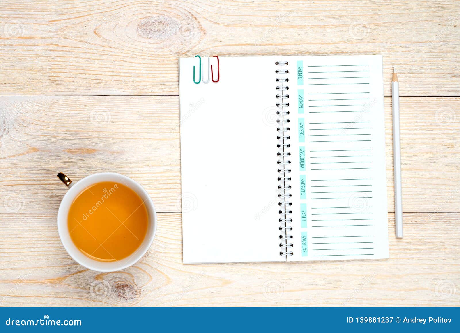 Empty Week Planner with Pencil on Table, Time Management Concept Stock ...