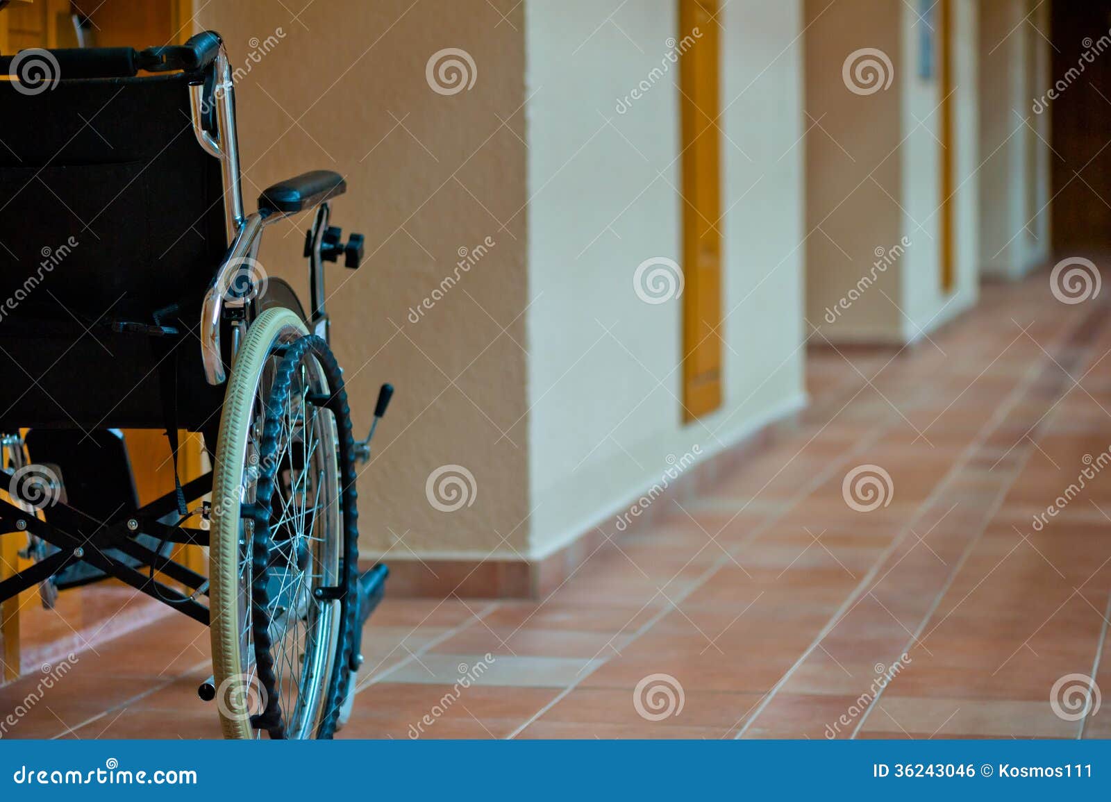 Empty Wheelchair in the Hallway for the Disabled Stock Photo - Image of ...