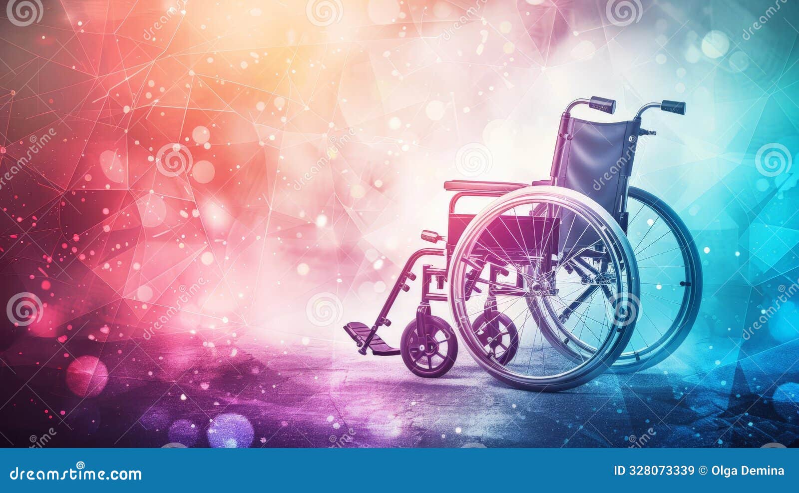 Empty Wheelchair in a Room with Abstract Lighting. Conceptual Image of ...