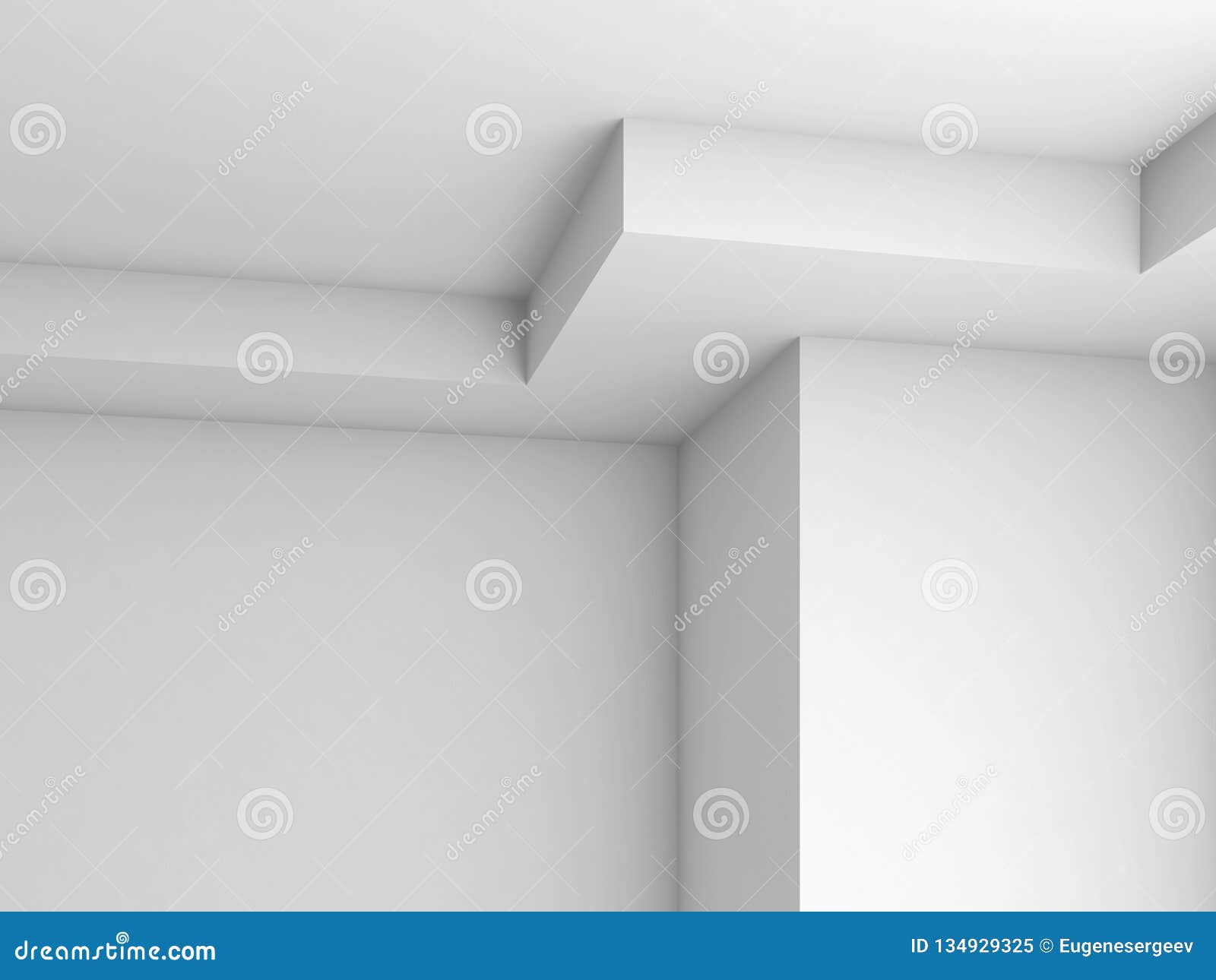 Empty White Abstract Interior with Corner Column Stock Illustration ...