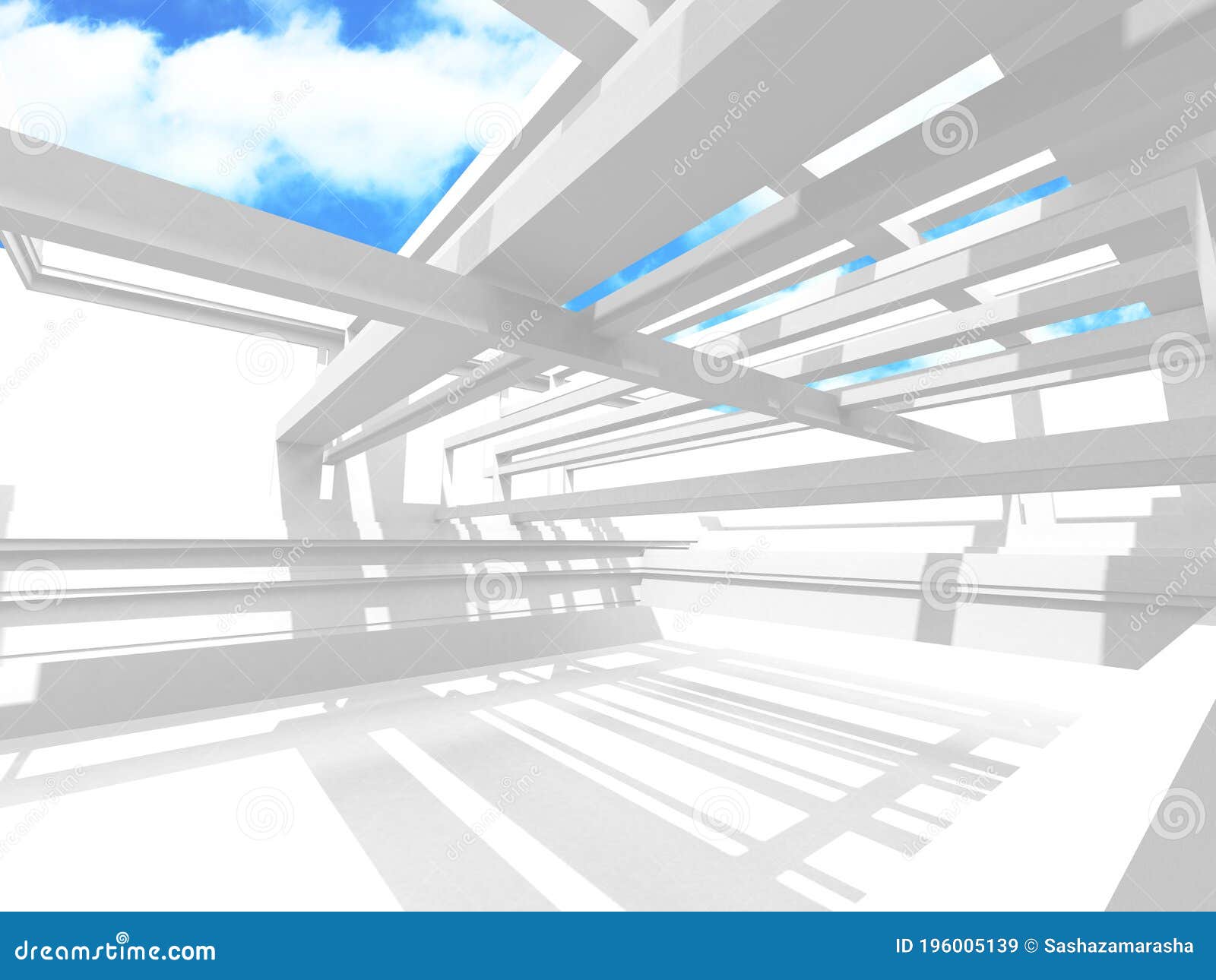 Empty White Architecture with Sky View Stock Illustration ...
