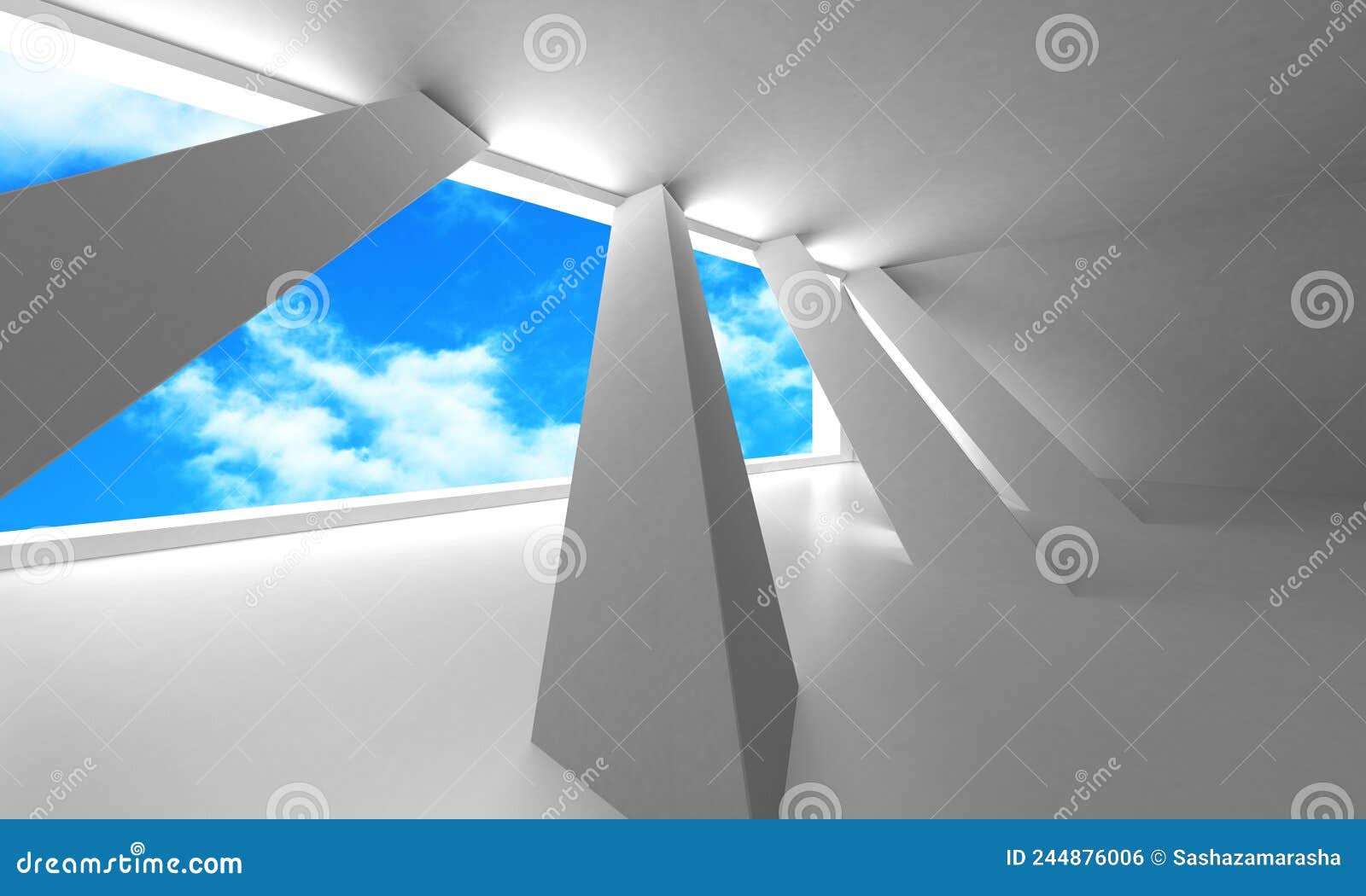 Empty White Architecture with Sky View Stock Illustration ...