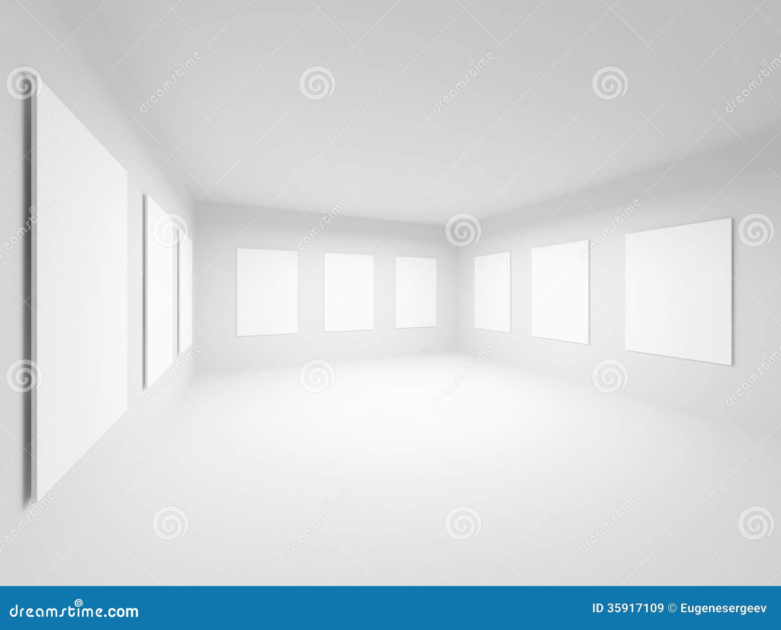 Empty White Art Gallery Hall Interior Stock Illustration - Illustration ...