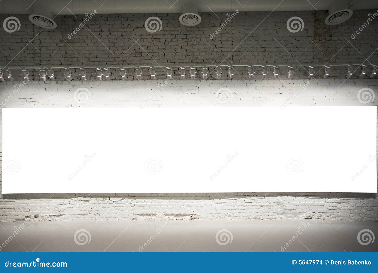 Empty white banner on wall stock photo. Image of paint - 5647974
