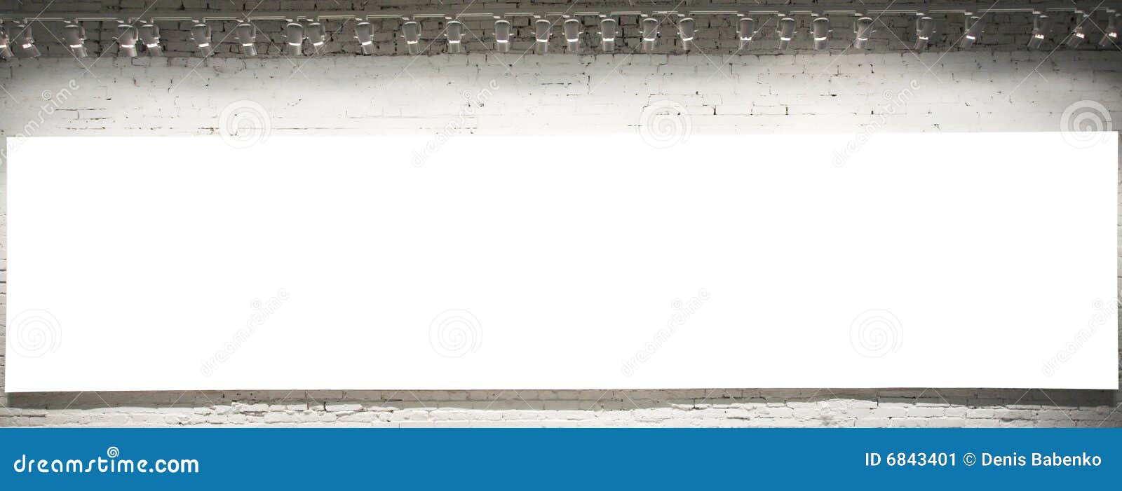 Empty white banner on wall stock image. Image of copyspace - 6843401