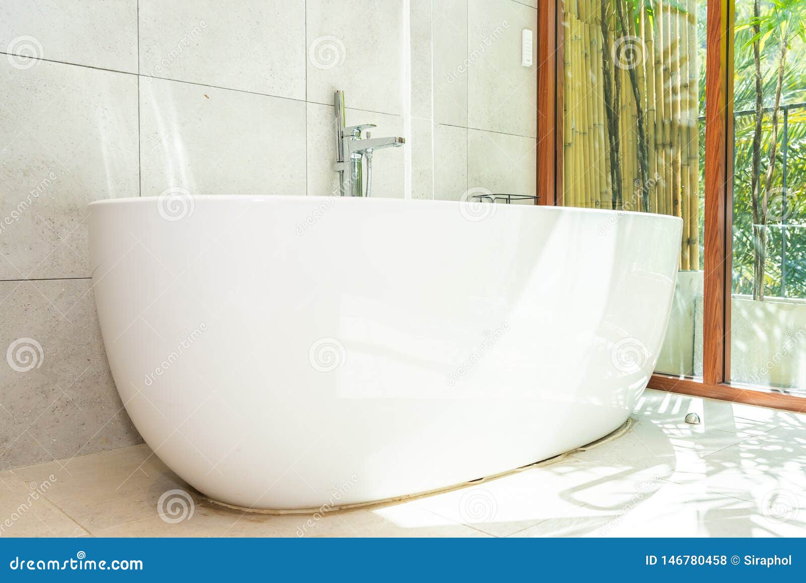 Empty White Bathtub Decoration Interior Stock Photo - Image of bath ...