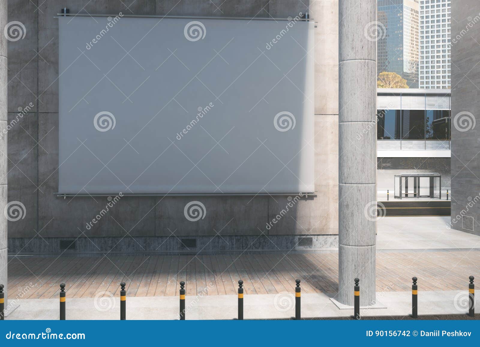 Empty White Billboard, Daytime Stock Illustration - Illustration of ...