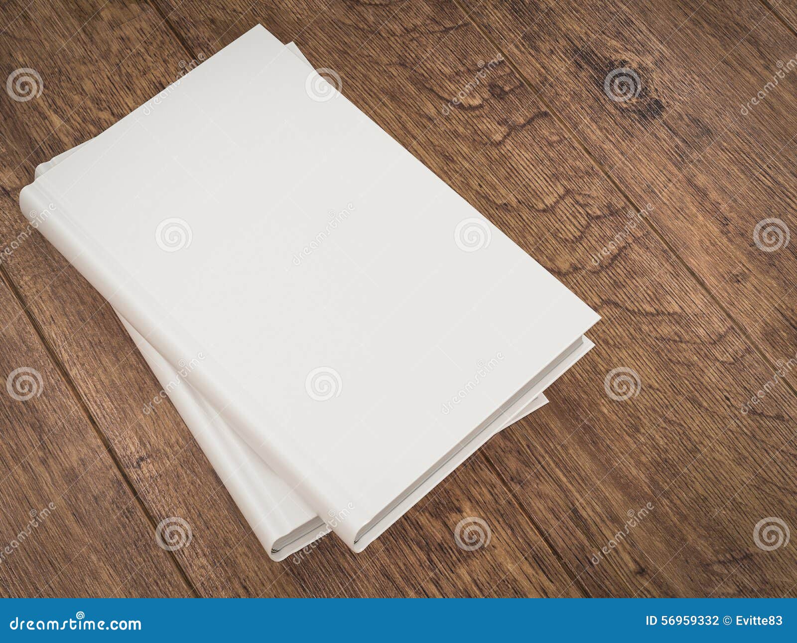 Empty White Book Mockup Template on Wood Background Stock Photo - Image ...