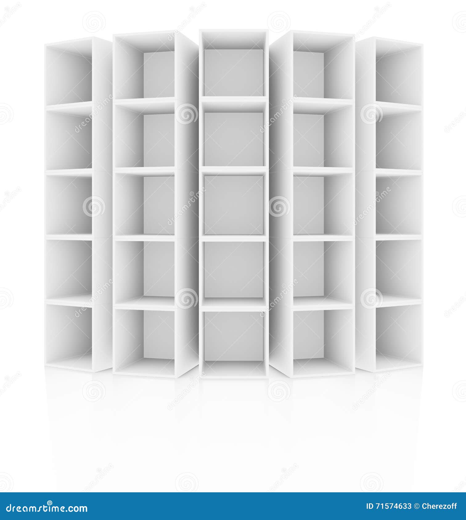 Empty white bookshelf stock image. Image of clean, reflection - 71574633