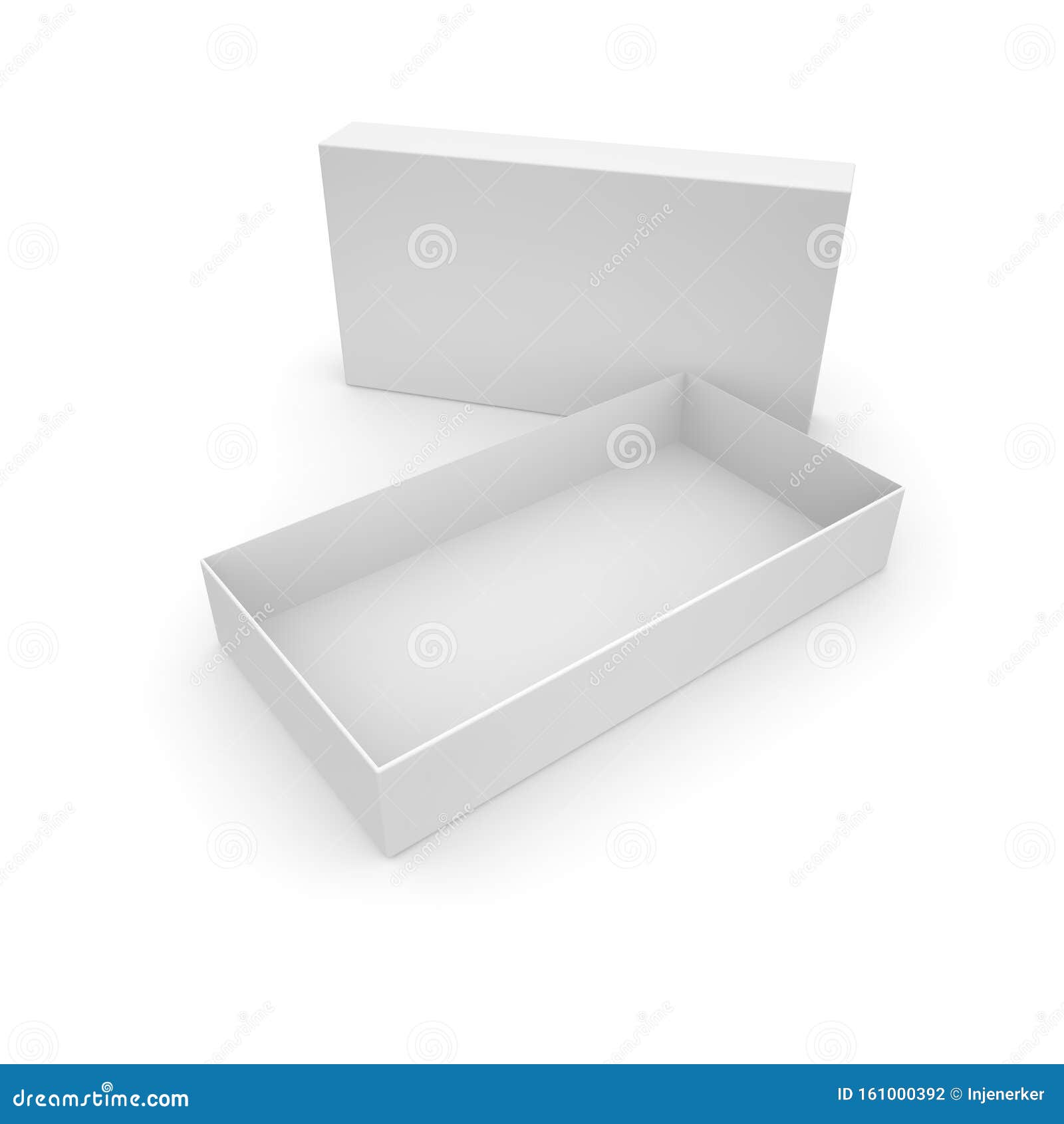 Empty White Box with Lid on White Isolated Background Stock ...