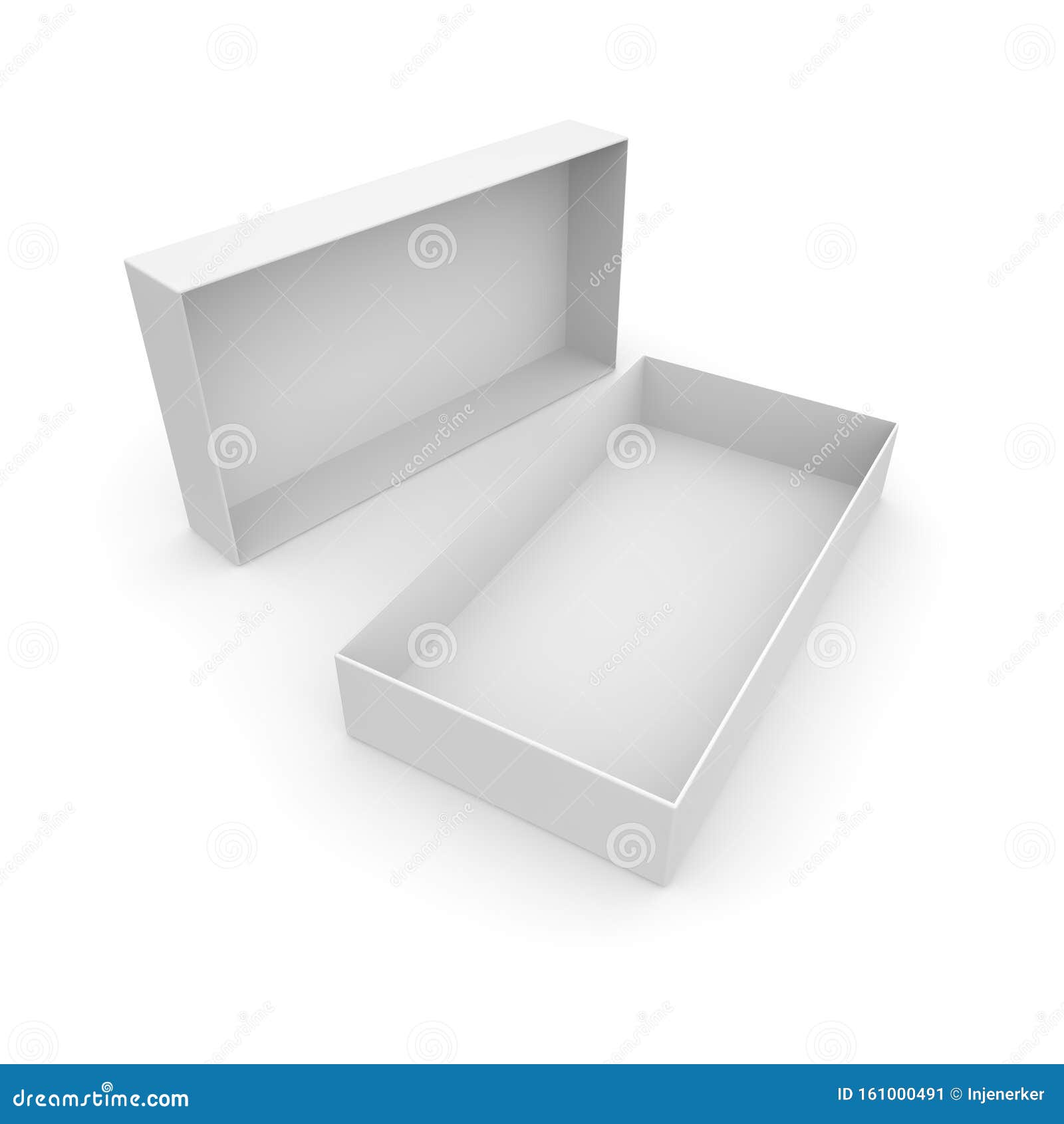 Empty White Box with Lid on White Isolated Background Stock ...