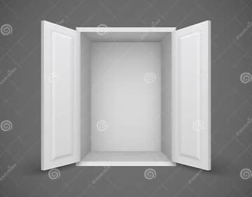 Empty White Box with Open Doors and Nothing Inside Stock Illustration ...