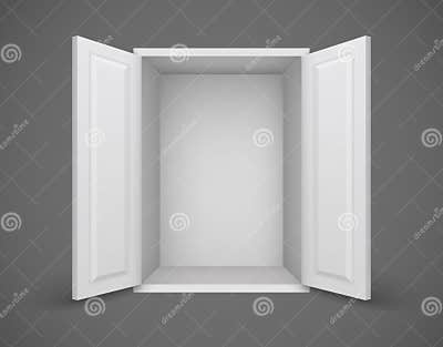 Empty White Box with Open Doors and Nothing Inside Stock Illustration ...