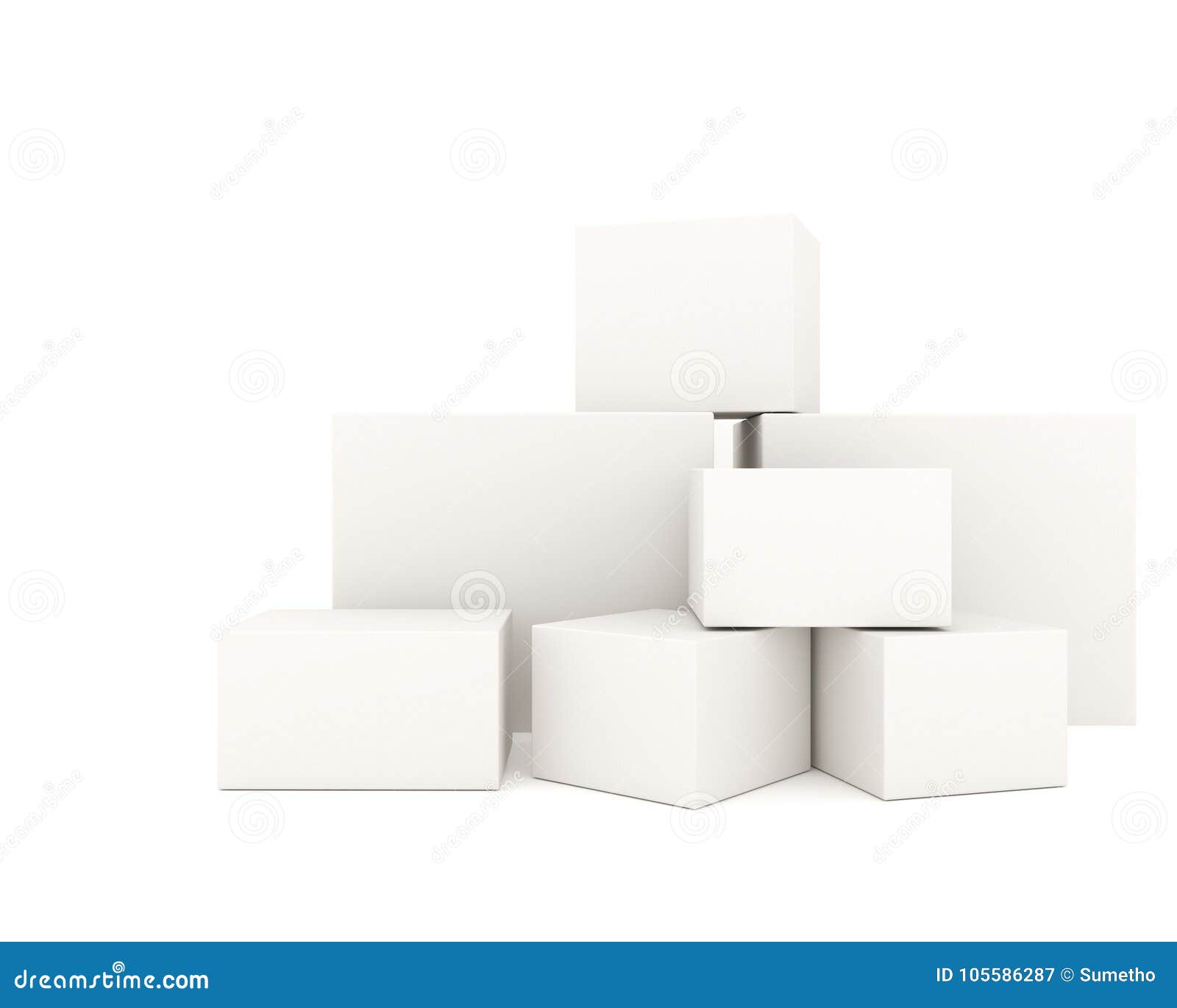 Empty White Boxes Stacked O Stock Illustration - Illustration of brand ...