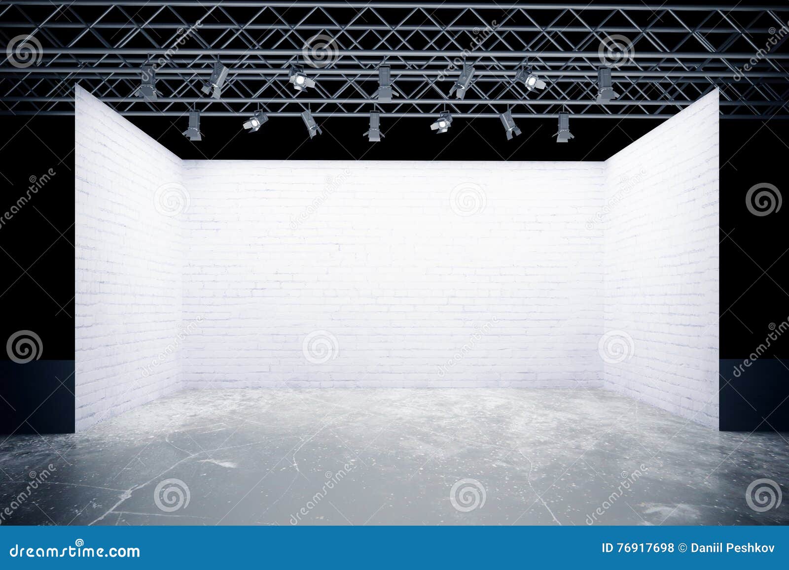 Empty white brick stage stock illustration. Illustration of event ...