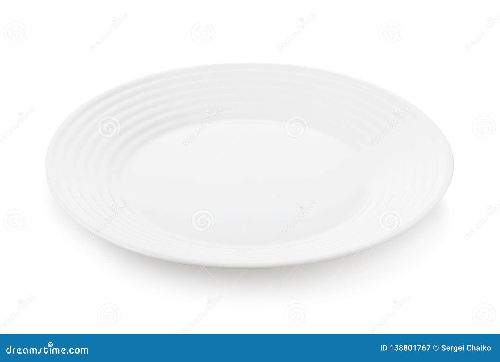 Empty White Ceramic Plate with Embossed Edges. Side View of an Isolated ...