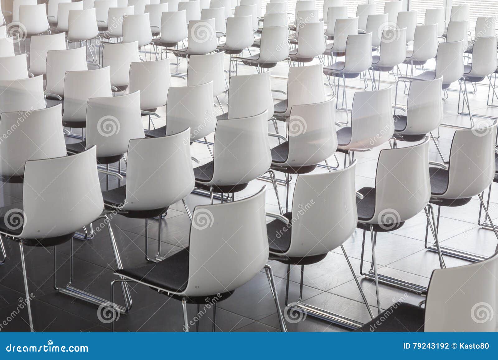 Empty White Chairs in Contemporary Conference Hall with Stock Photo ...