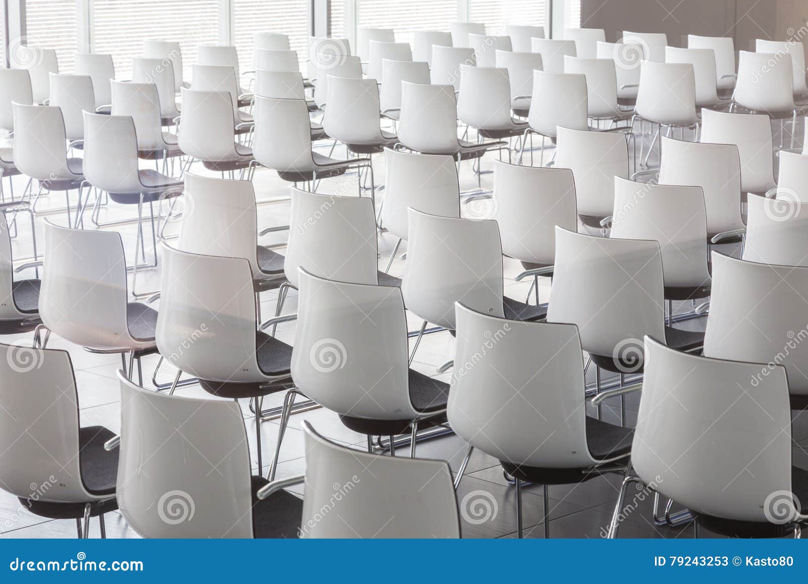 Empty White Chairs in Contemporary Conference Hall with Stock Image ...