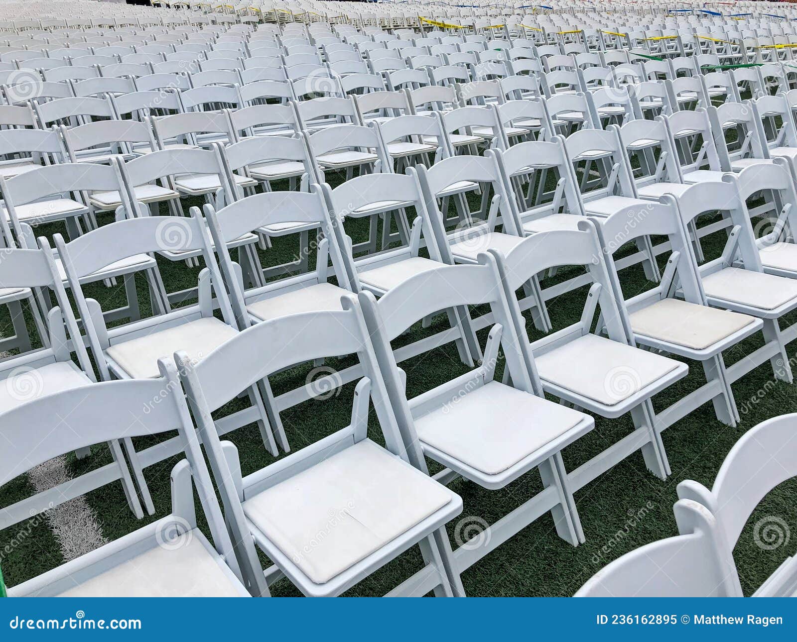 Empty White Chairs for Graduation Stock Image - Image of hundreds ...