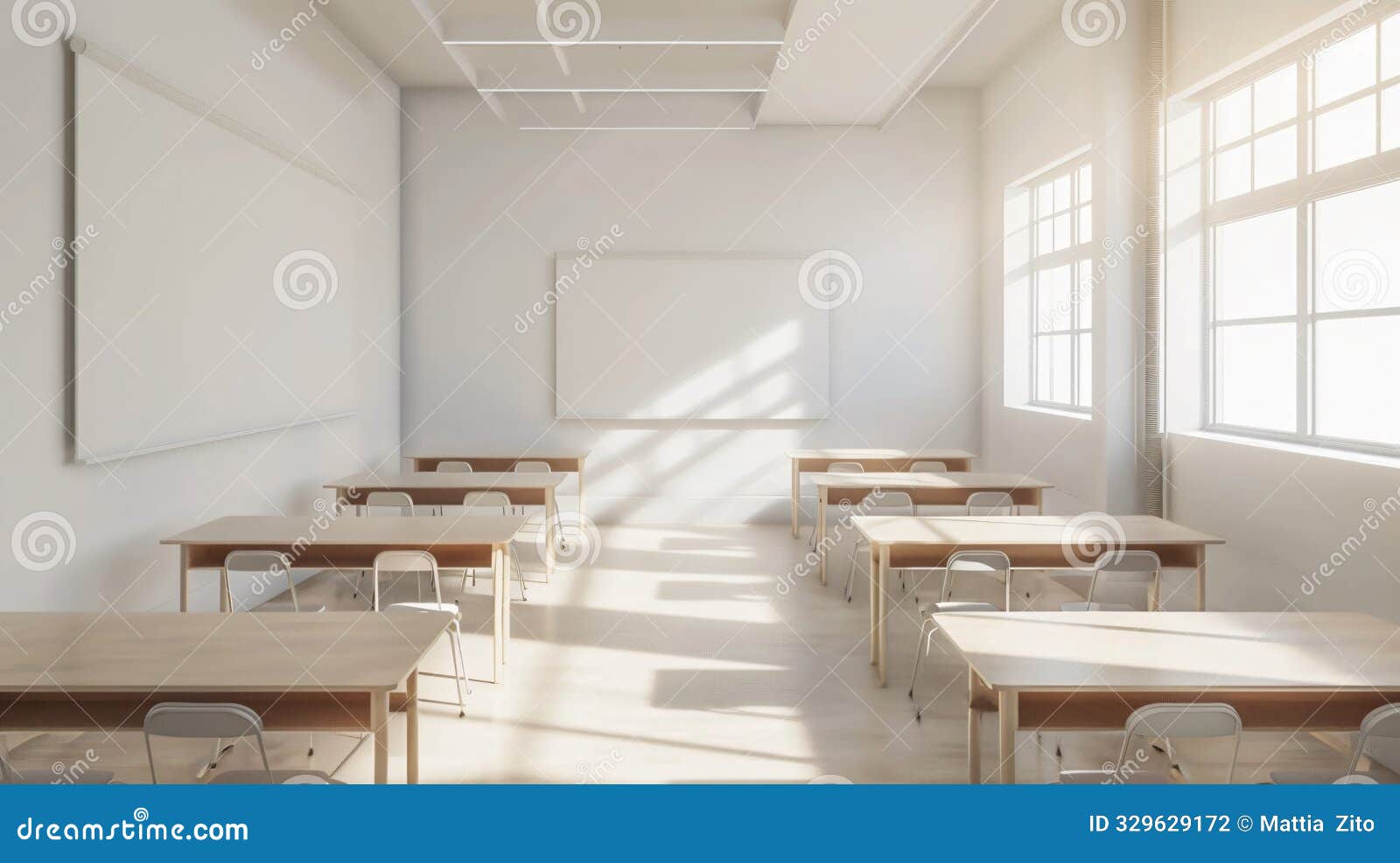 Empty White Classroom for the Beginning of the School Stock Photo ...