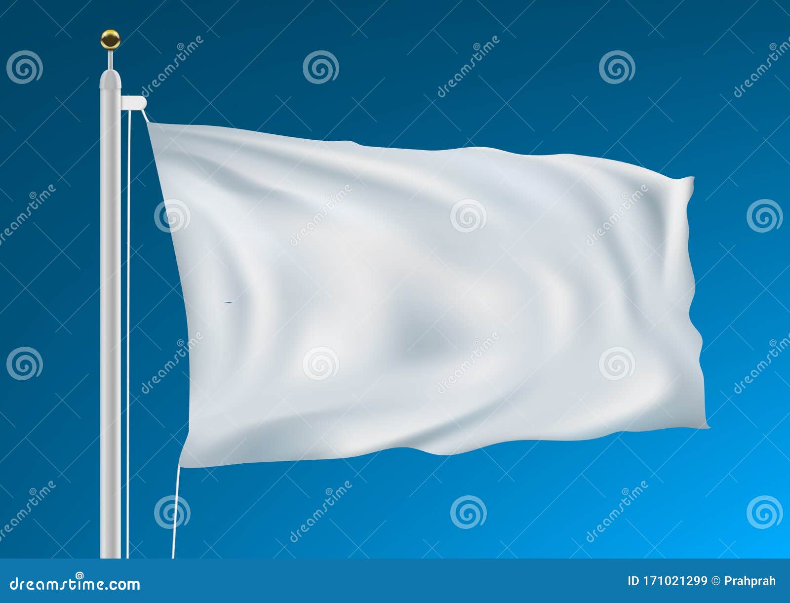 Empty White Clear Flag Waving in Clean Blue Sky Stock Vector ...