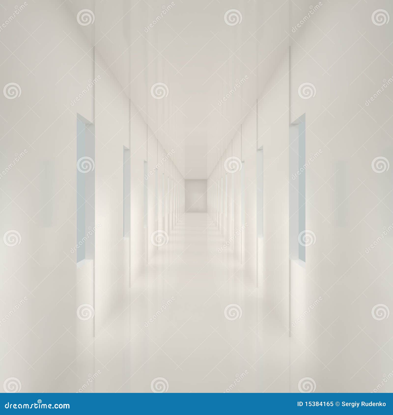 Empty White Corridor stock illustration. Illustration of architecture ...
