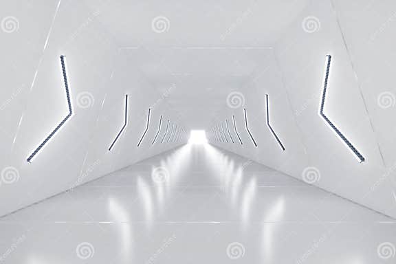 Empty White Corridor or Walkway Hall Space Interior Stock Illustration ...