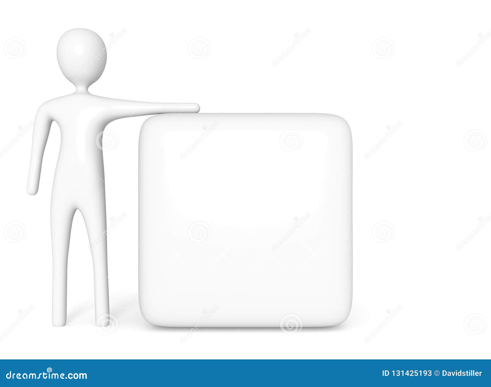 Empty White Cube with White 3d Man, Illustration Stock Illustration ...