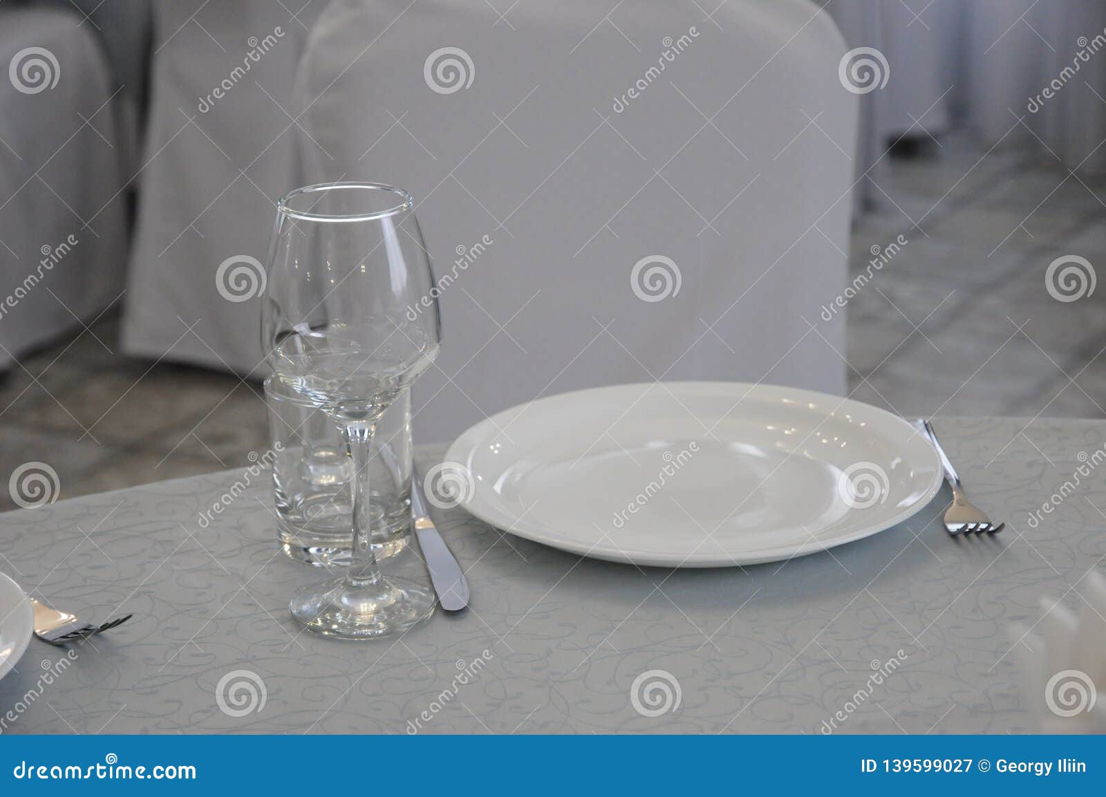 Empty White Dinner Plate on a Table Stock Image - Image of design, copy ...
