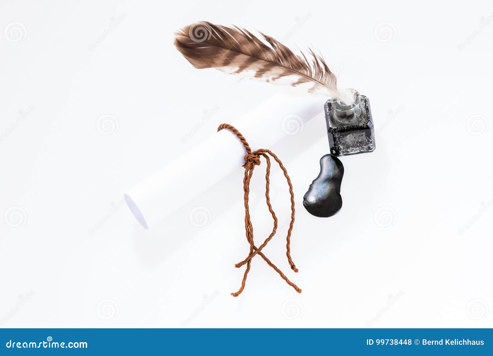 Empty Document and Old Writing Feather in Inkpot Stock Photo - Image of ...