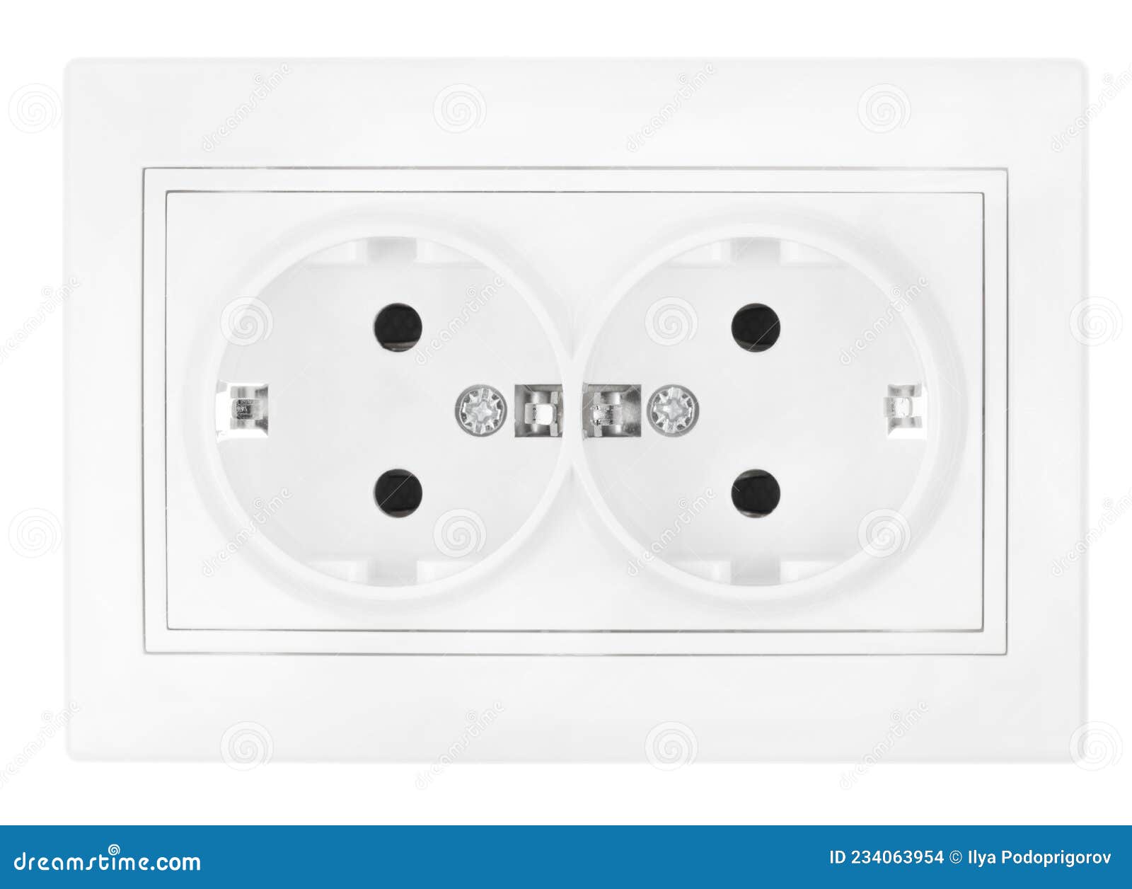 Empty White Electrical Outlet on the Wall. Double Power European ...