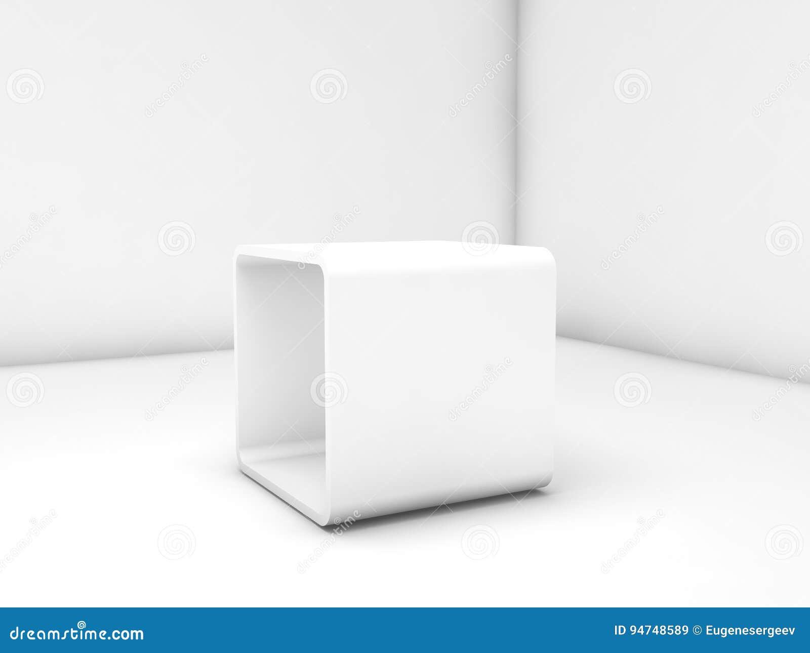 Empty White Exhibition Stand Box in Blank Room Stock Illustration ...