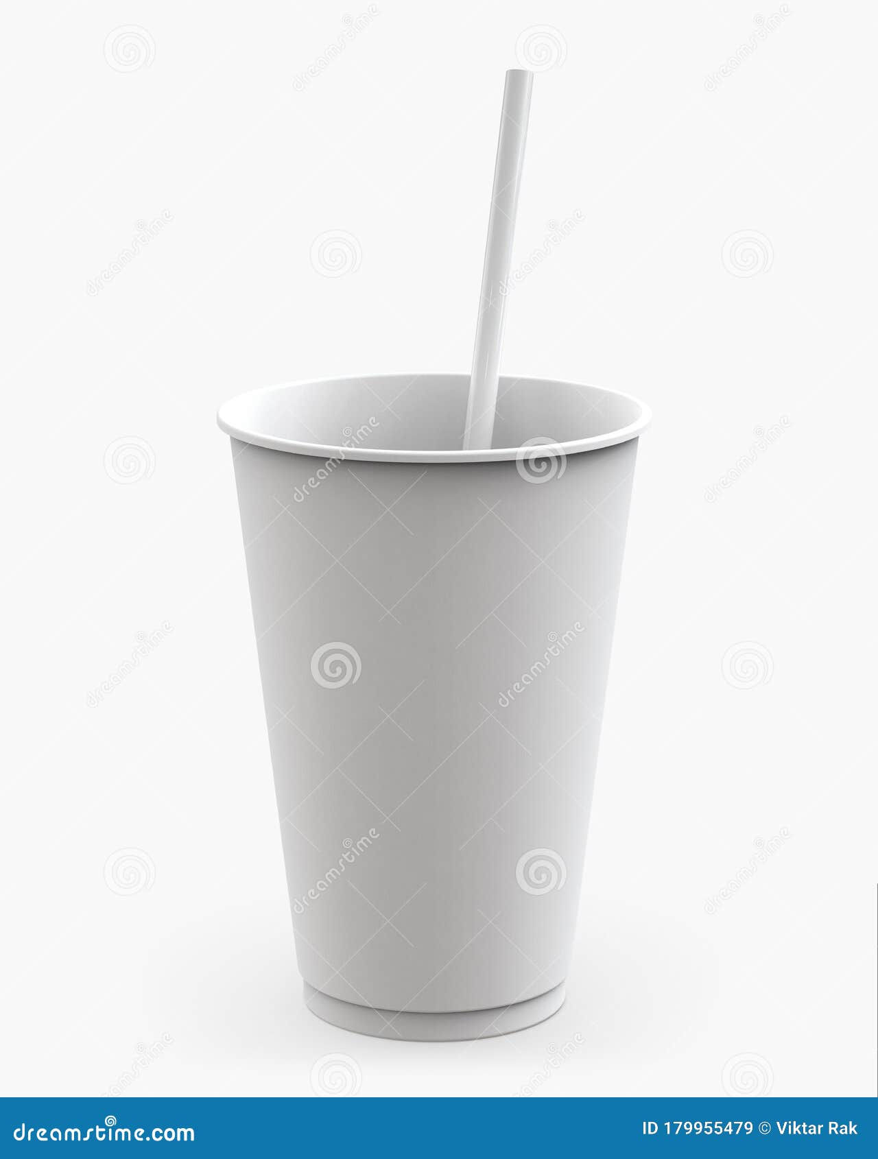 Empty White Fast Food Cup with Drinking Straw Isolated on White ...