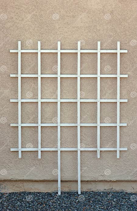 Empty White Garden Trellis Against Wall. Stock Image - Image of support ...