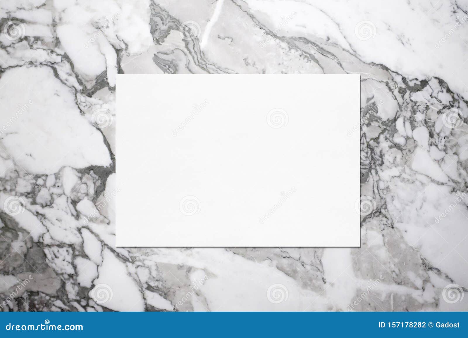 Empty White Horizontal Rectangle Poster Mockup on Grey Marble ...