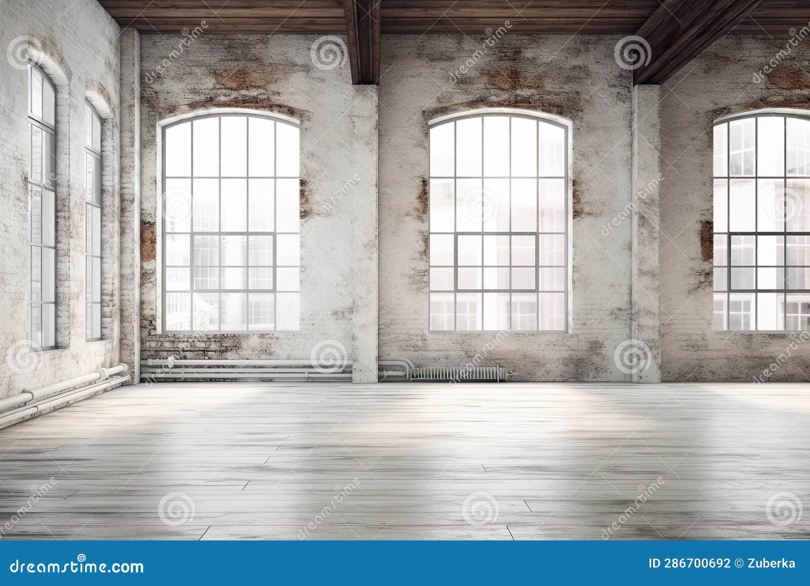 Empty White Loft Interior stock illustration. Illustration of cellar ...